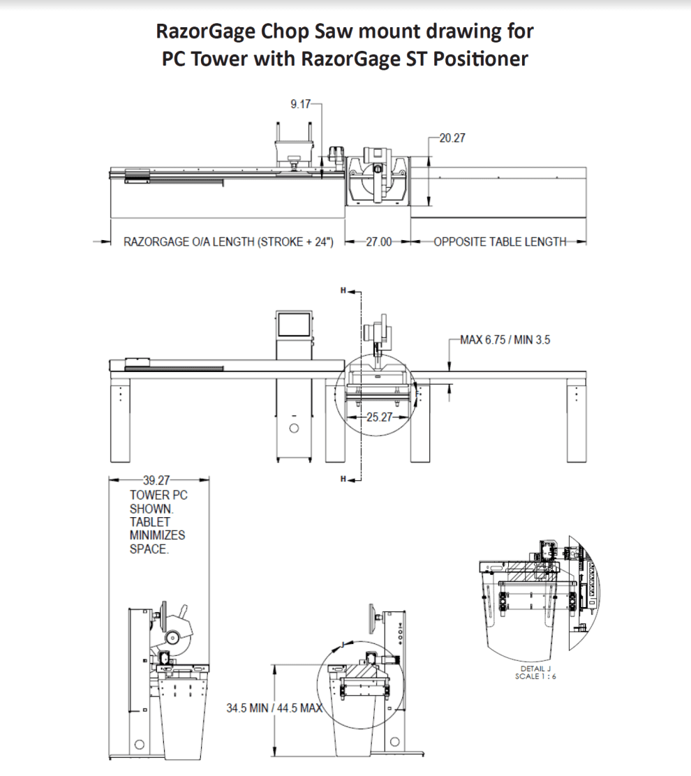 RAZORGAGE XT-PC MEASURING STOP FOR SAWS (+Optional Tables) | 360 Degree ...