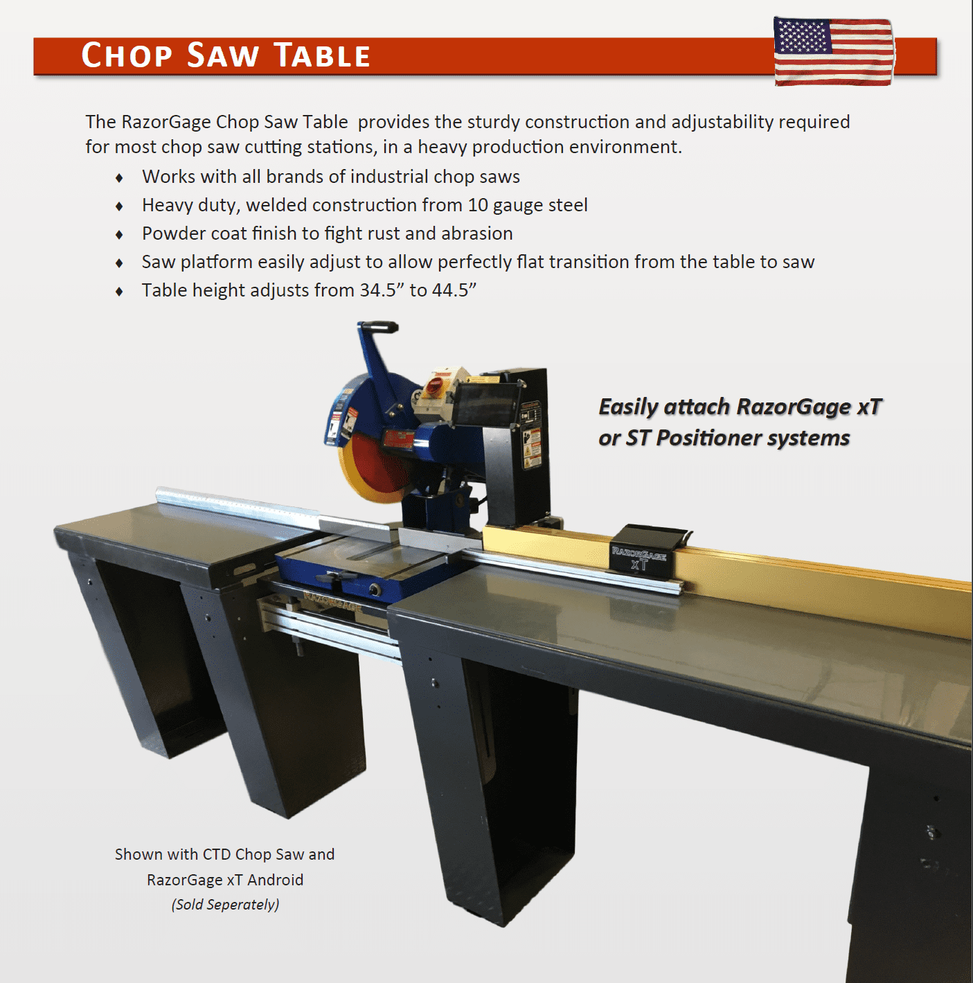 RAZORGAGE XT-PC MEASURING STOP FOR SAWS (+Optional Tables) | 360 Degree Machinery LLC